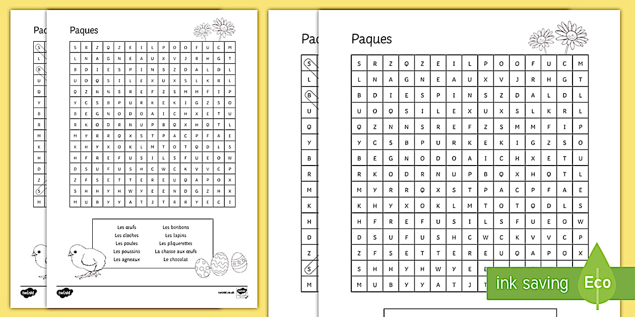Easter Word Search French - Twinkl