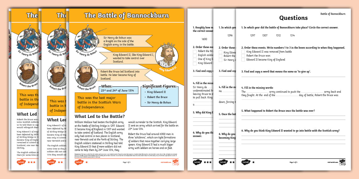 Battle of Bannockburn Differentiated Reading Comprehension
