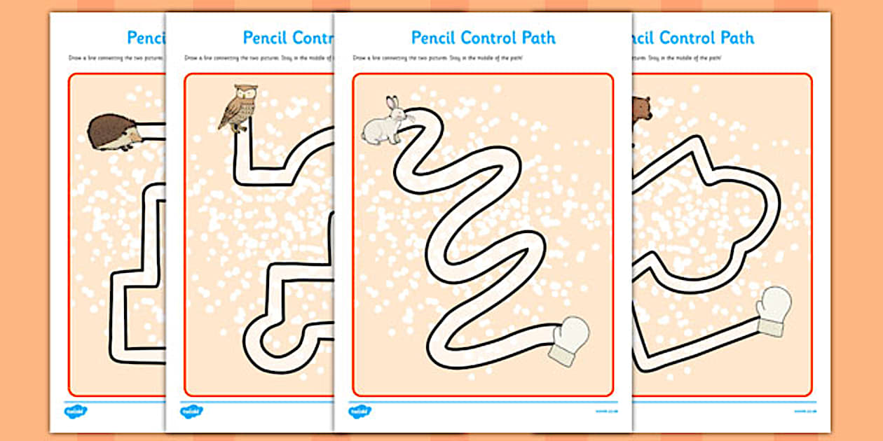 The Mitten Pencil Control Path Worksheets