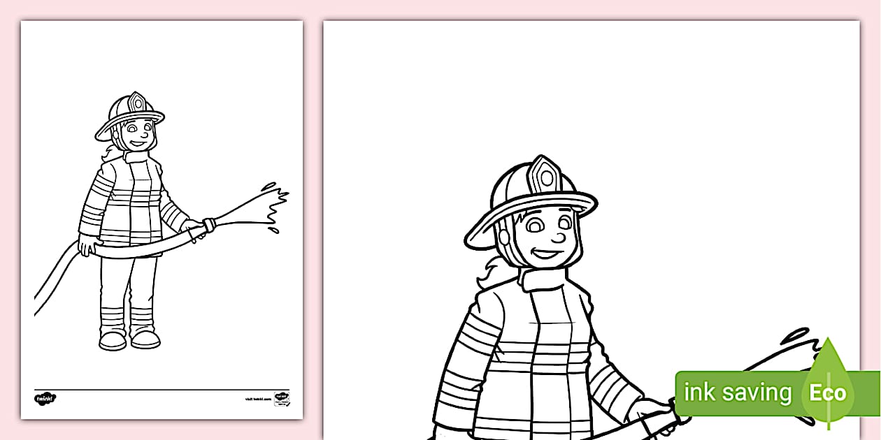 Firefighter Girl Colouring | Colouring Sheets - Twinkl