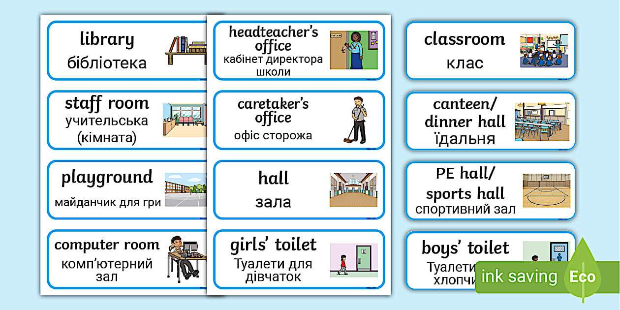 Ukrainian and Dual Language Around the School Labels