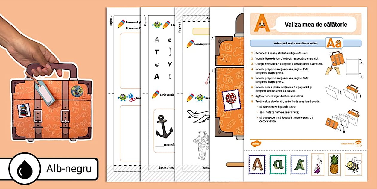 Valiza de călătorie a vocalei A – Broșură cu activități