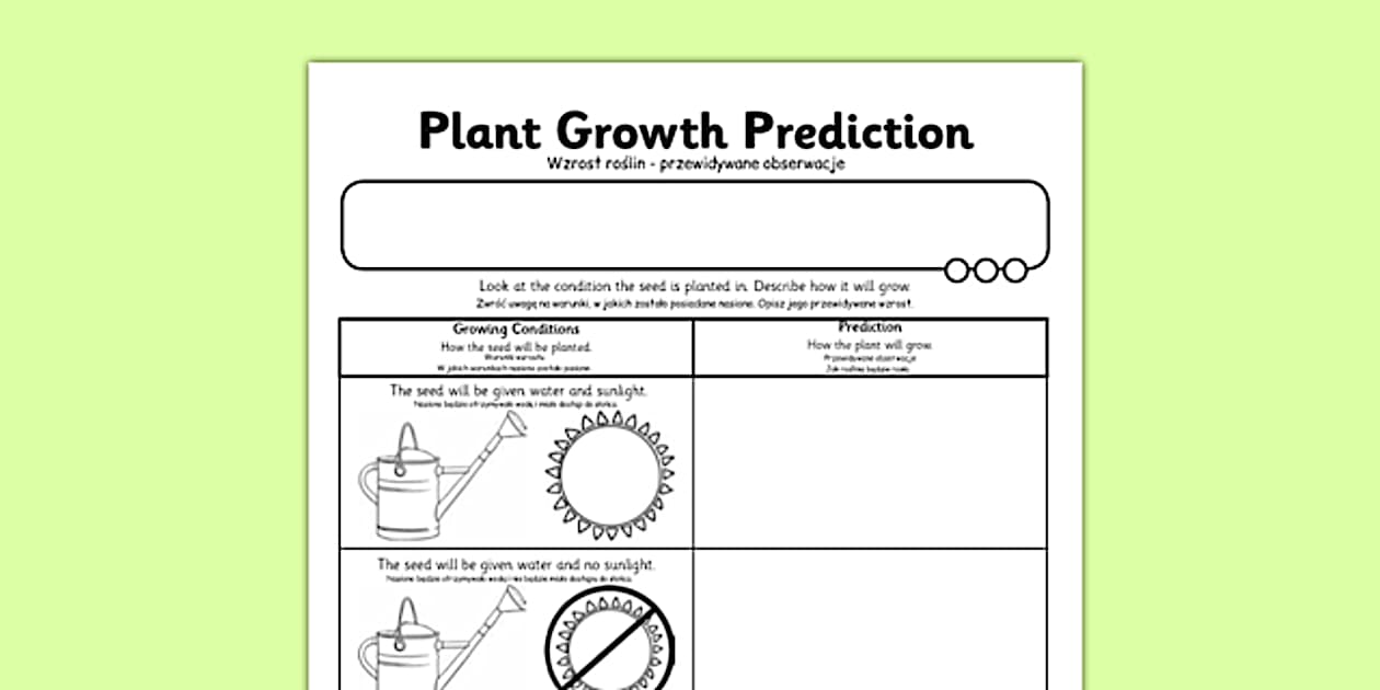 Plant Growth Prediction Worksheet Polish Translation