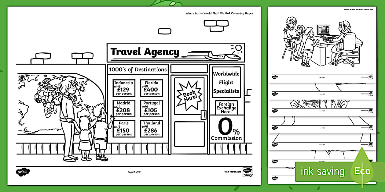 Where in the World Shall We Go? Colouring Pages - Twinkl