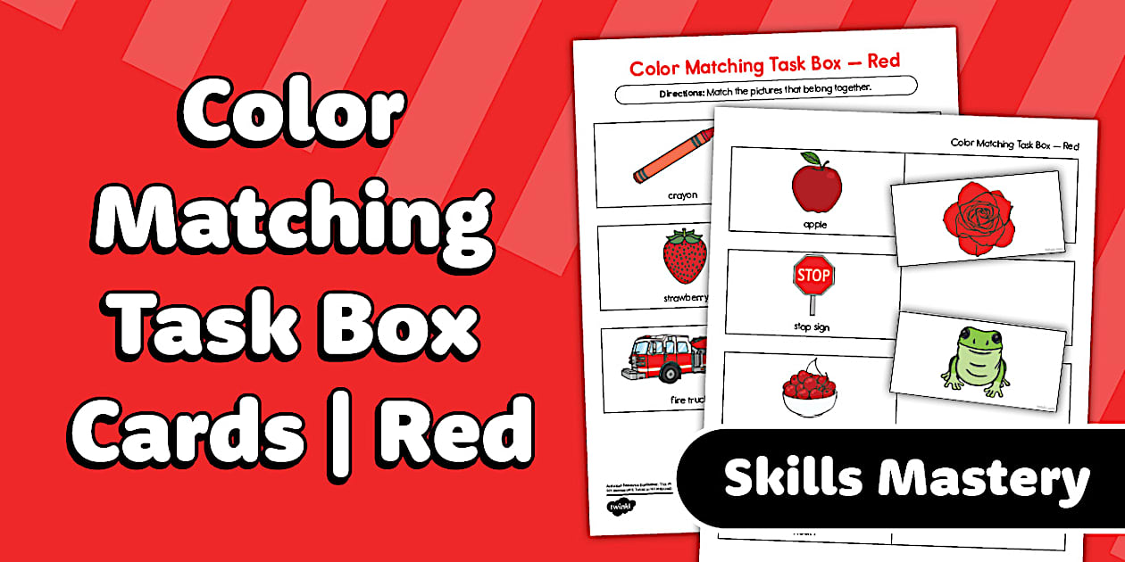 Color Matching Task Box Cards – Red