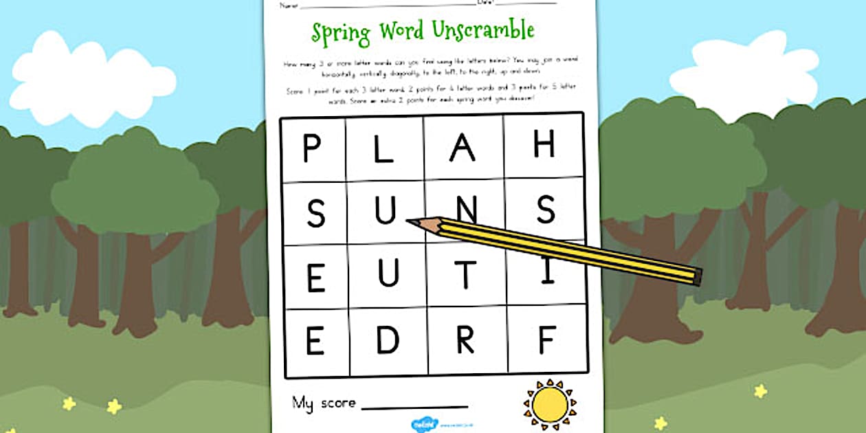 Spring Word Unscramble | Spring Activity Worksheet - Twinkl