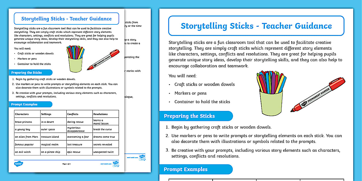 Storytelling Sticks Adult Guidance (teacher made) - Twinkl