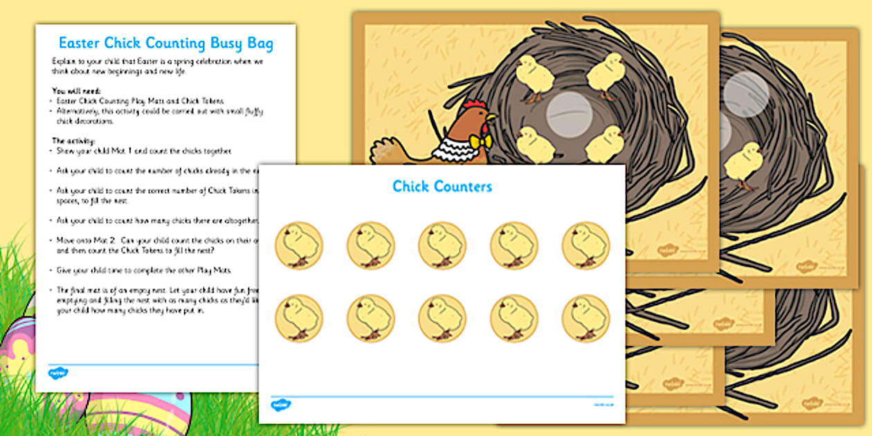 Easter Chick Counting Busy Bag and Resource Pack For Parents