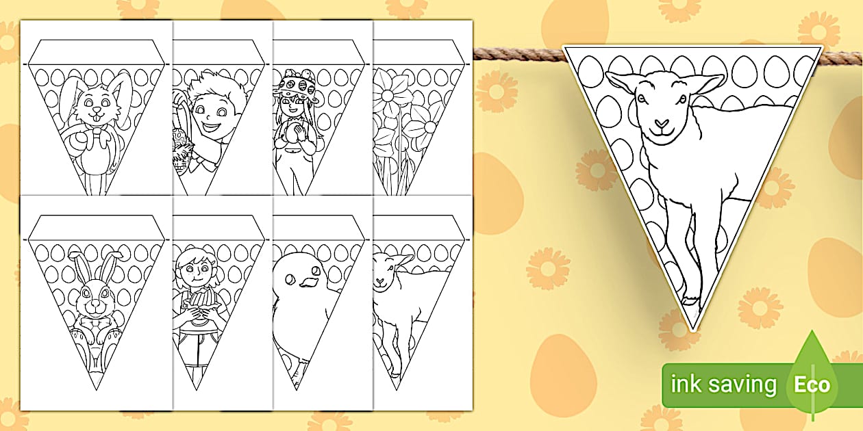 Easter Colouring Bunting (teacher made) - Twinkl