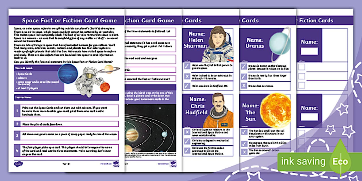 Space Fact or Fiction Card Game - Twinkl