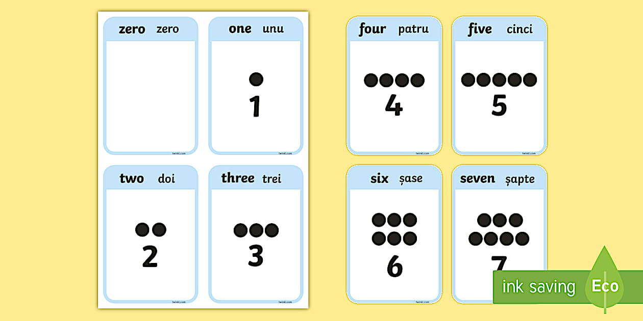 0 to 10 Number Flashcards English/Romanian - EAL, 0 to 10 Number Flashcards