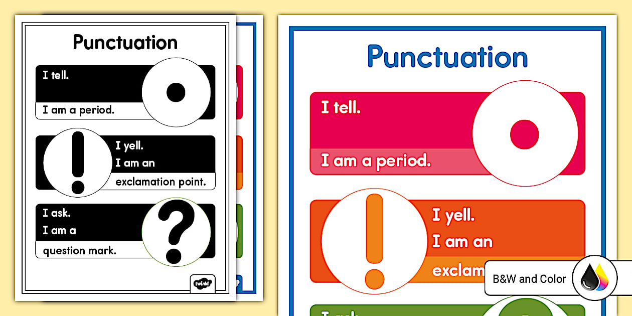 Kindergarten Ending Punctuation Poster - Twinkl