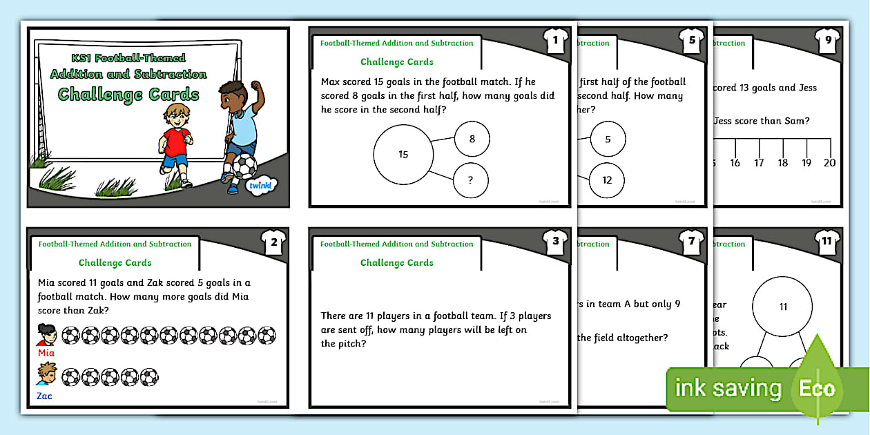 👉 KS1 Football-Themed Addition and Subtraction Challenge Cards
