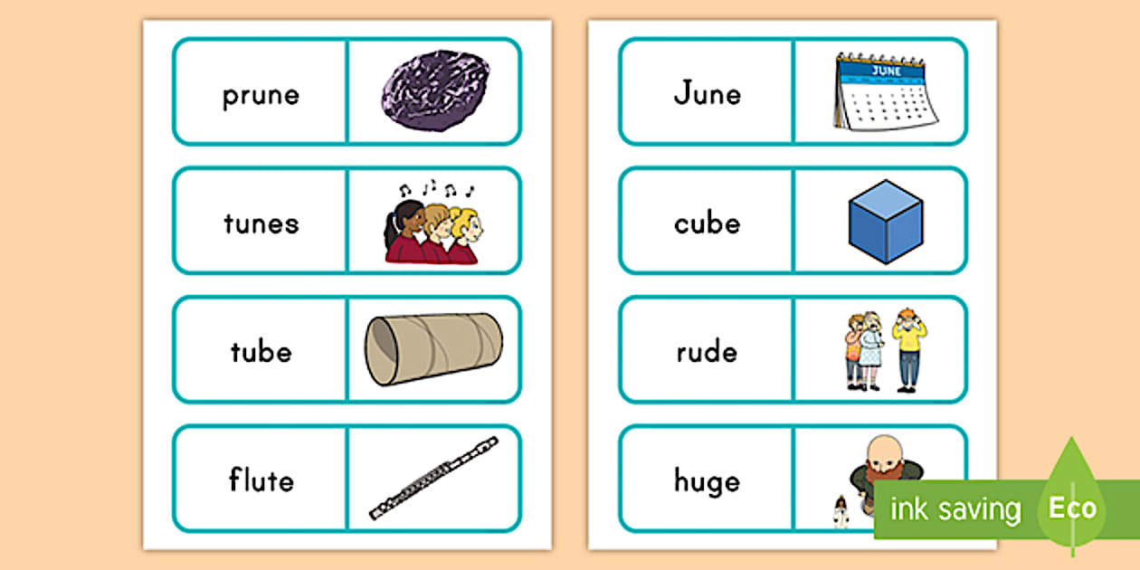 Magic e With u-e Words Matching Cards - Twinkl