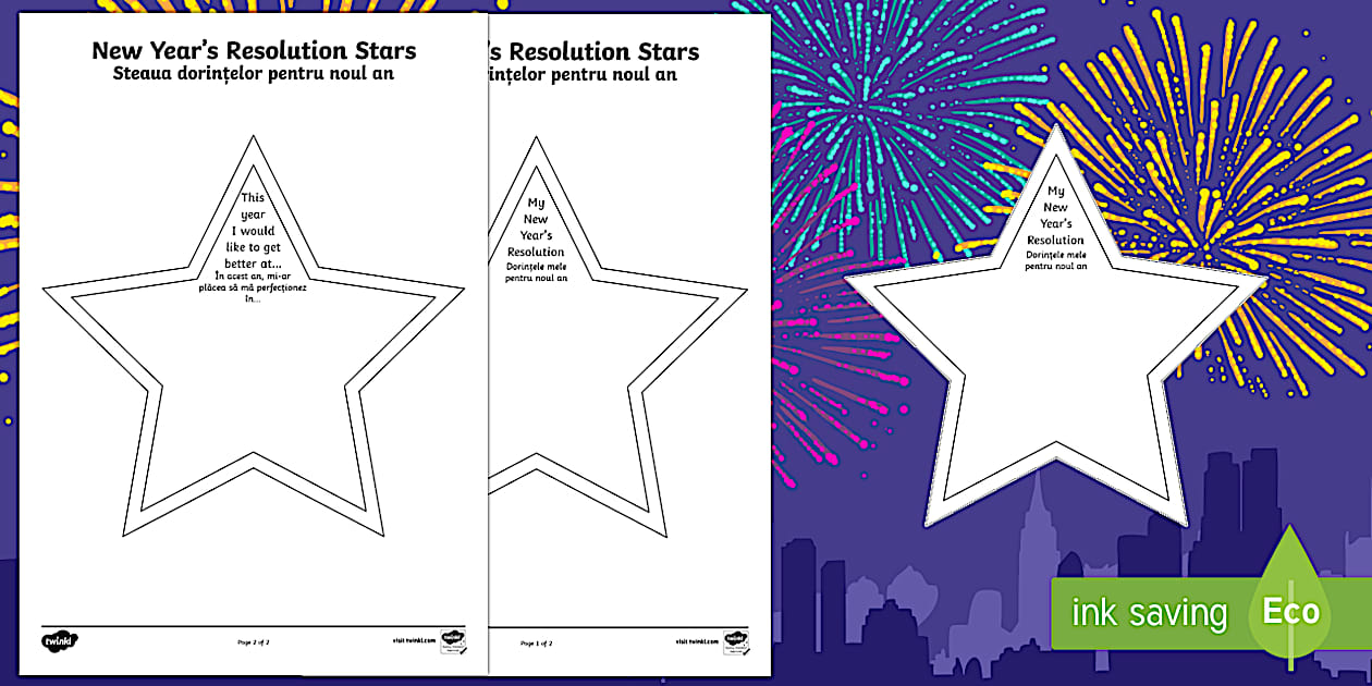 New Year's Resolutions Stars English/Romanian - New Year Resolution Stars