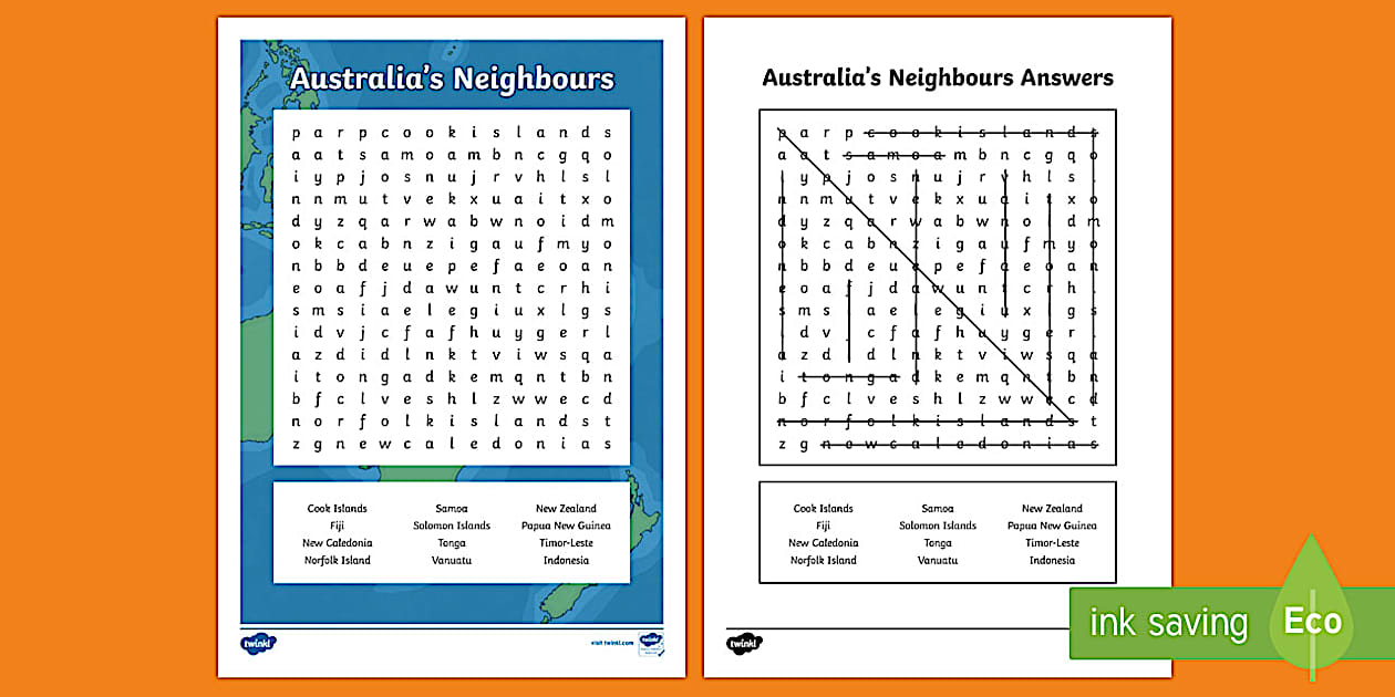 Australia's Neighbours Word Search (profesor hizo) - Twinkl
