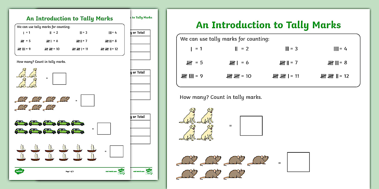An Introduction to Tally Marks Activity Sheet - Twinkl