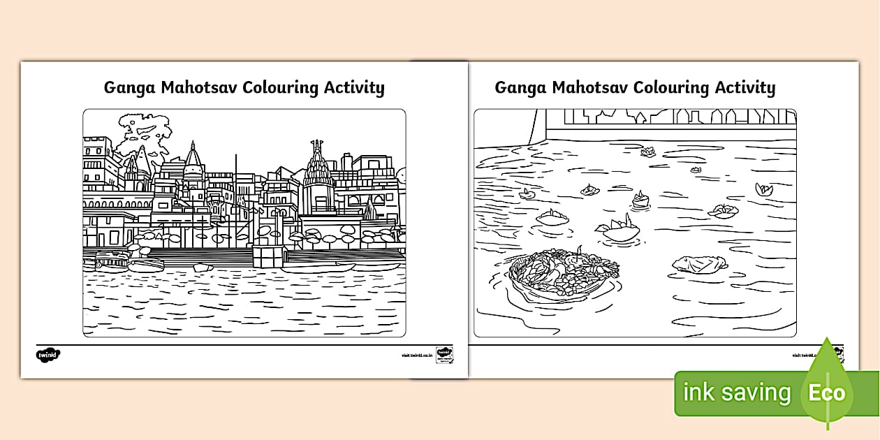 Ganga Mahotsav Drawings to Colour - Ganga Mahotsav | Twinkl
