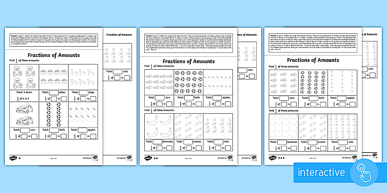 Mental Maths Fractions Worksheets (teacher made) - Twinkl