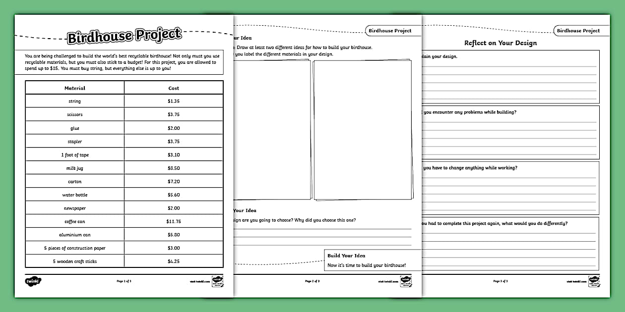 Birdhouse STEM Project for 3rd-5th Grade (teacher made)