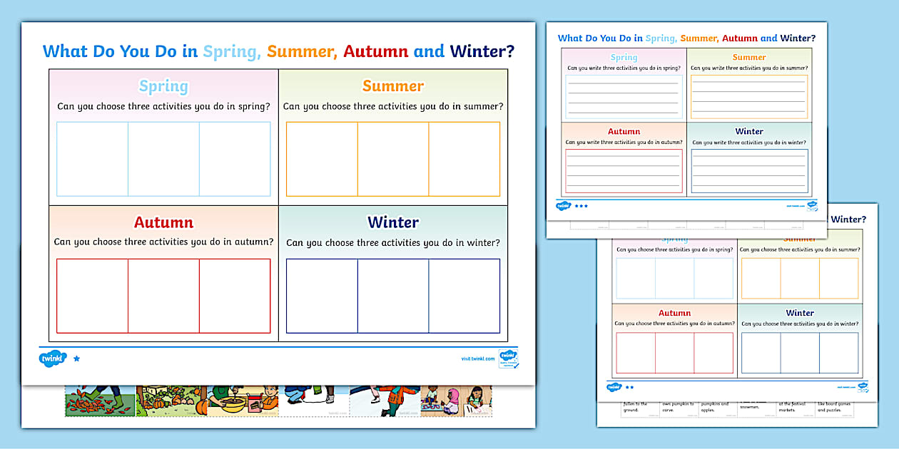 Seasonal Activities Worksheets