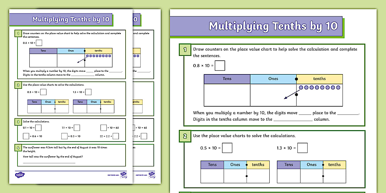 👉 KS2 Multiplying Tenths by 10 Activity Sheet - Twinkl