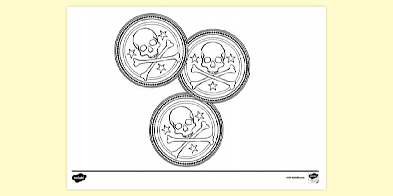 Pirate Coins Colouring | Colouring Sheets (teacher made)