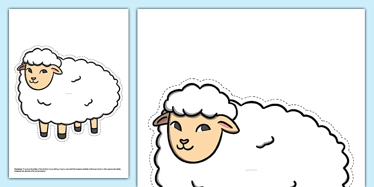 Sheep Emoticon Cut Out (teacher made) - Twinkl