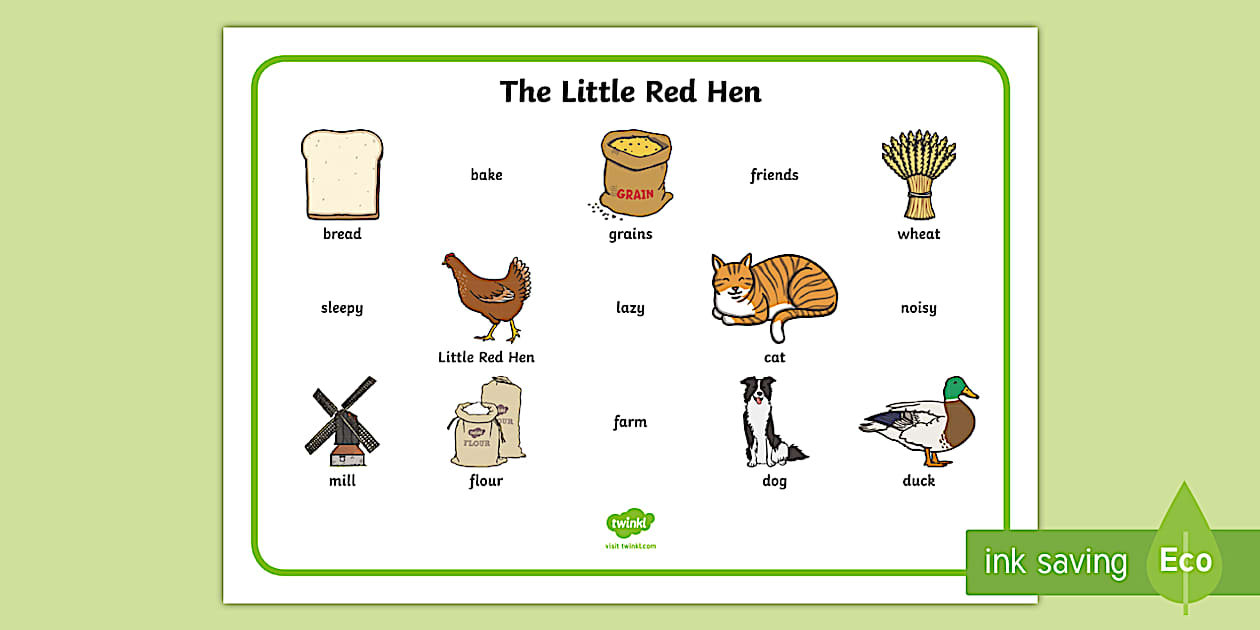 Little Red Hen Word Bank (Teacher-Made) - Twinkl