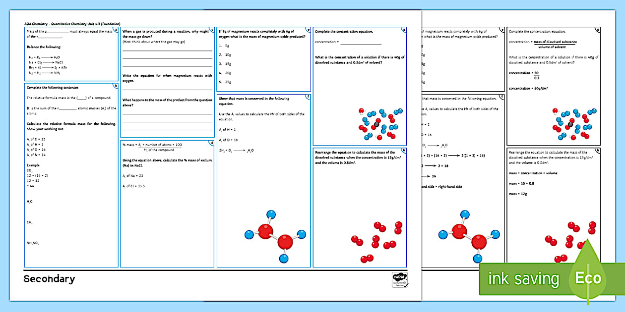 AQA Chemistry (Combined) Unit 3 Quantitative Chemistry Foundation Revision