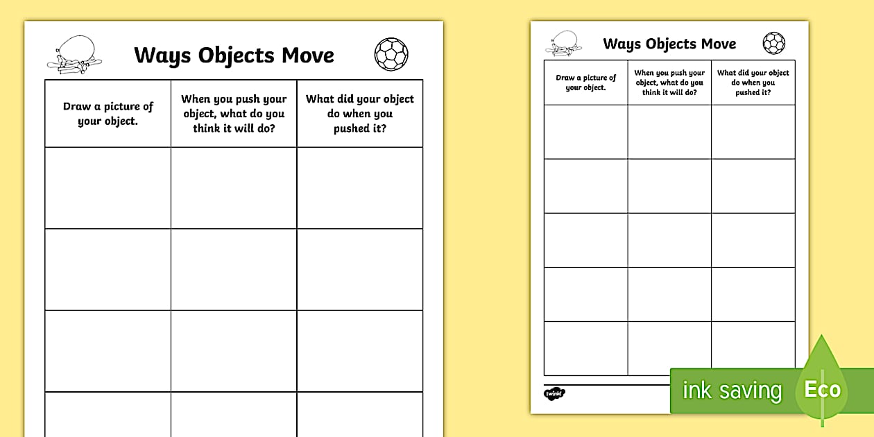 Ways Objects Move Worksheet - Experiment Interactive Twinkl