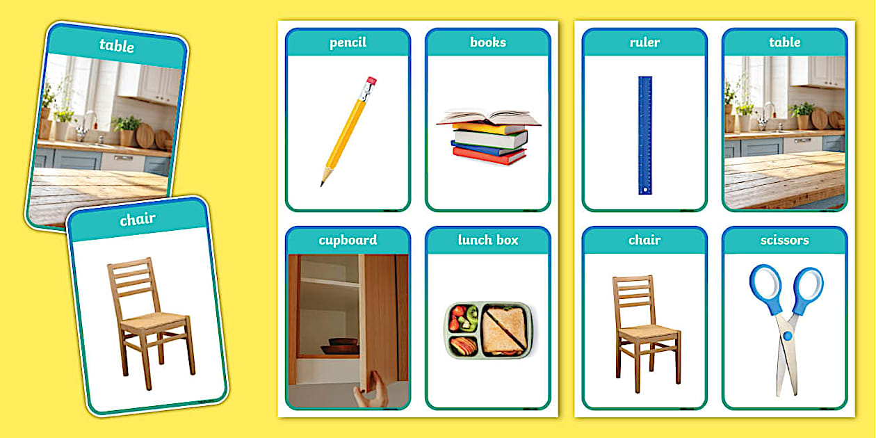 Nouns Around the Classroom Flashcards - Twinkl