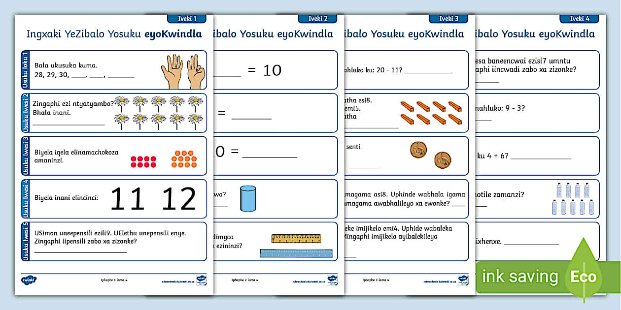 Ibanga 1 Imisebenzi YeZibalo: EyoKwindla Worksheets - Twinkl