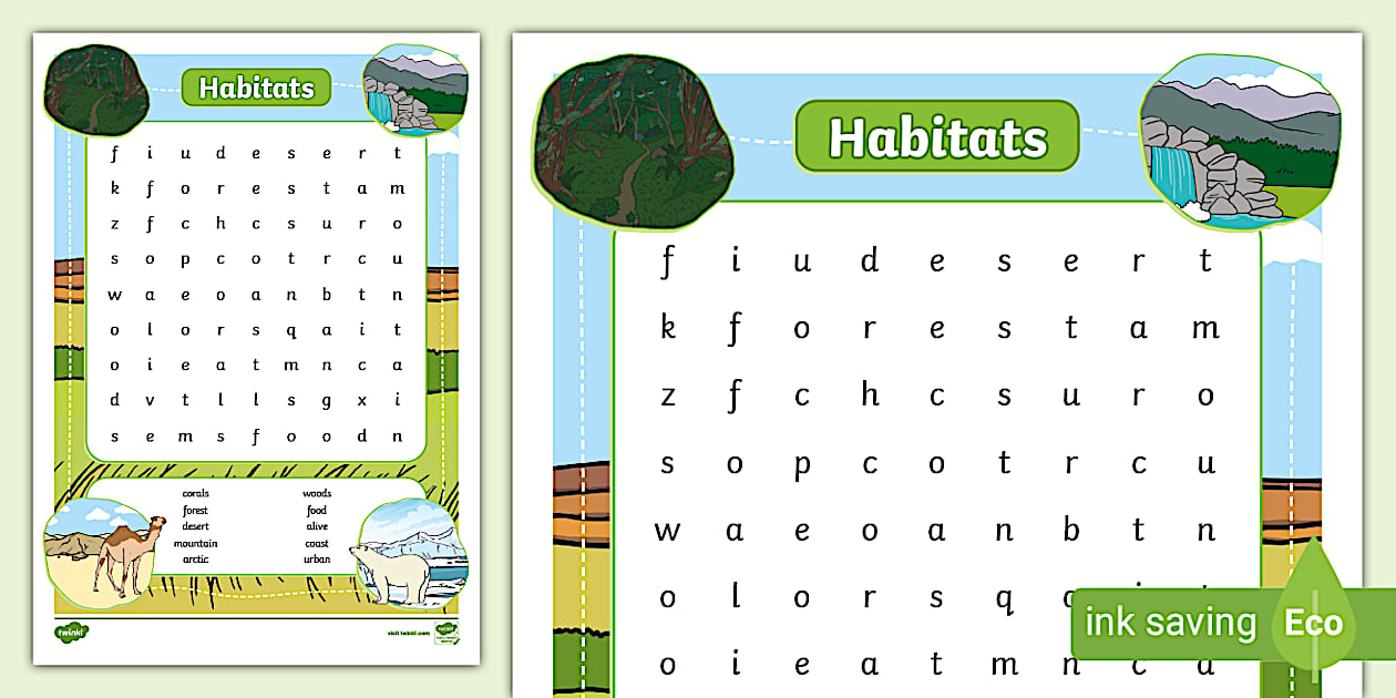 Habitats Word Search (teacher made) - Twinkl
