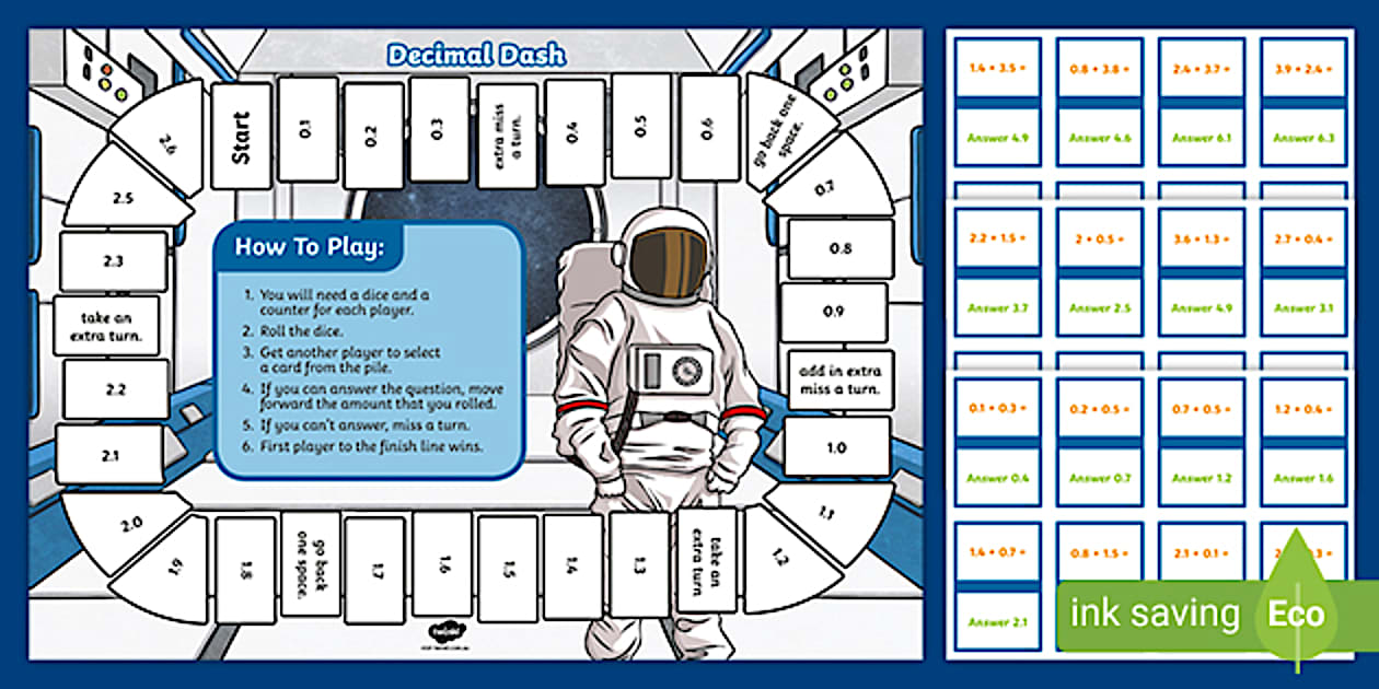 Editable Decimal Dash Adding Decimals Game (teacher made)