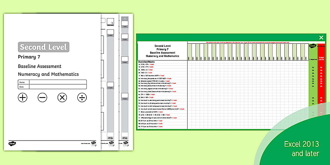P7 Numeracy Assessment & Tracker Spreadsheet | Twinkl