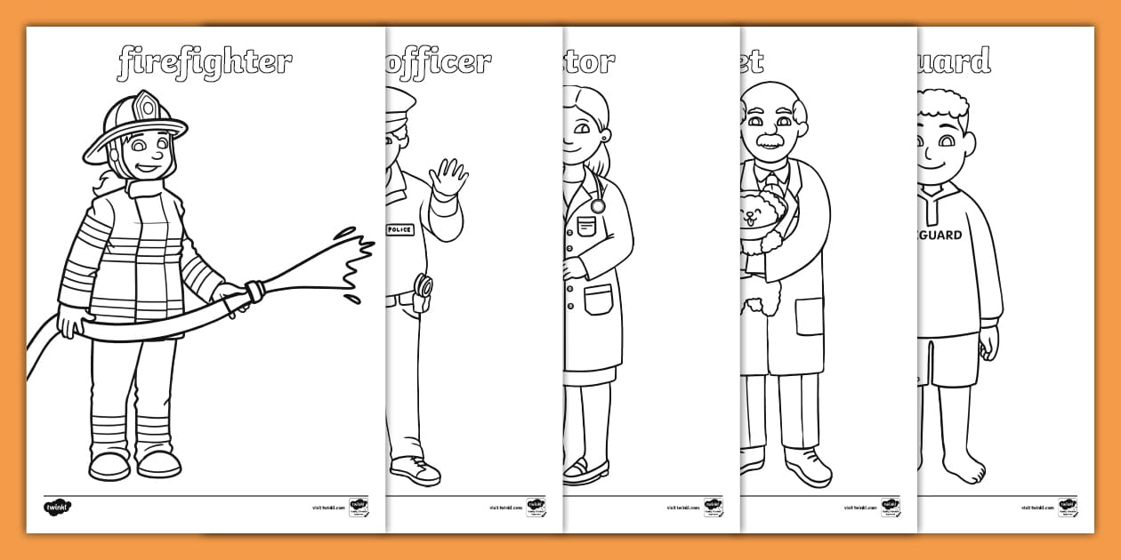 Community Helpers Colouring Sheets