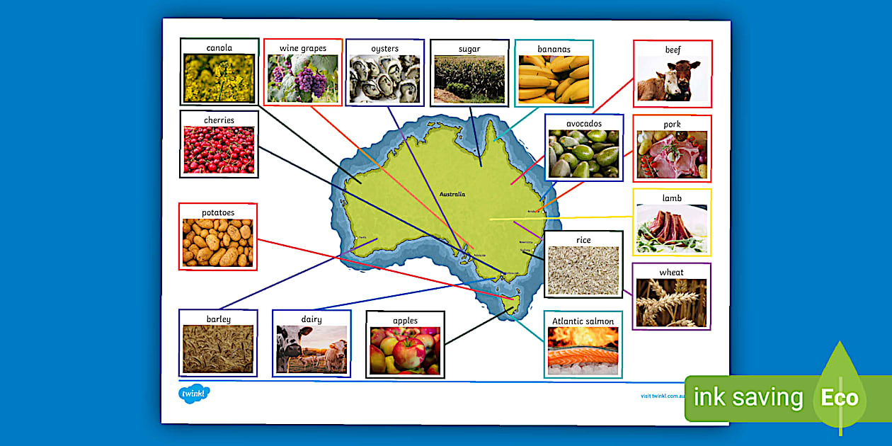 Australian Food Map (teacher made) - Twinkl