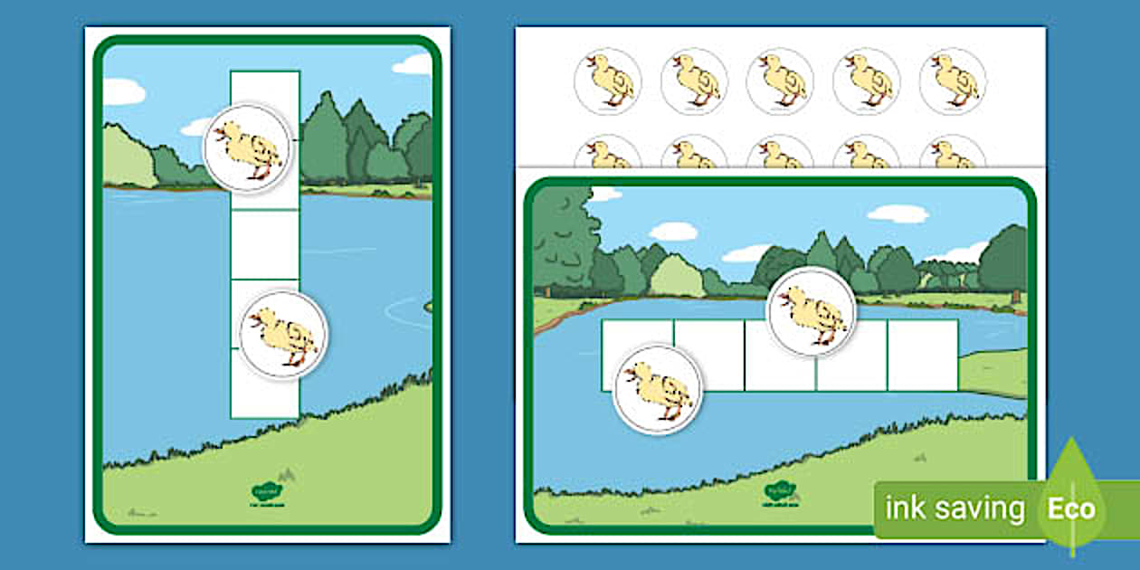 👉 Five Little Ducks Five-Frame and Counters - Twinkl