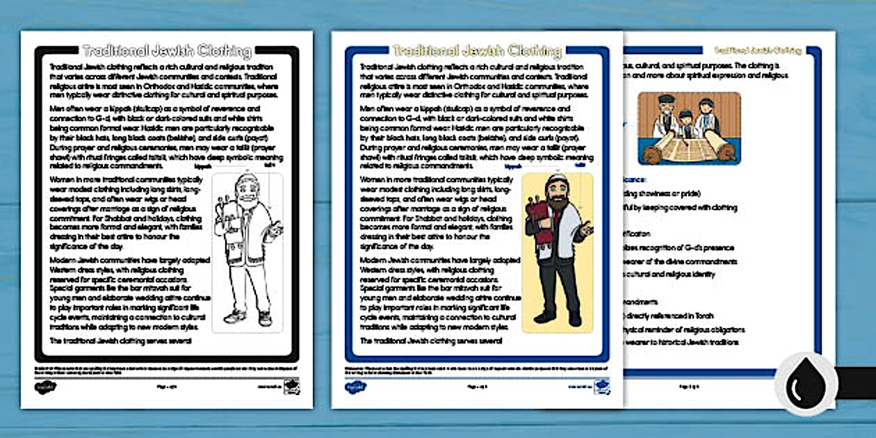 Judaism Traditional Clothing Reading Comprehension - Twinkl