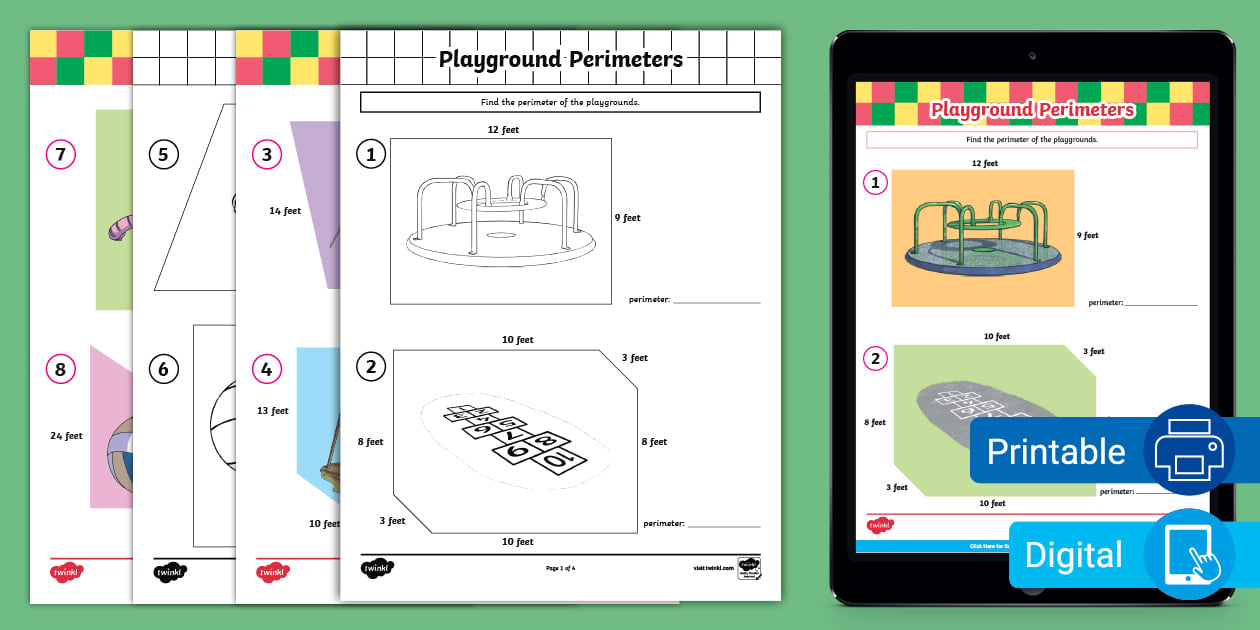 Third Grade Find the Perimeter of the Playground Worksheet