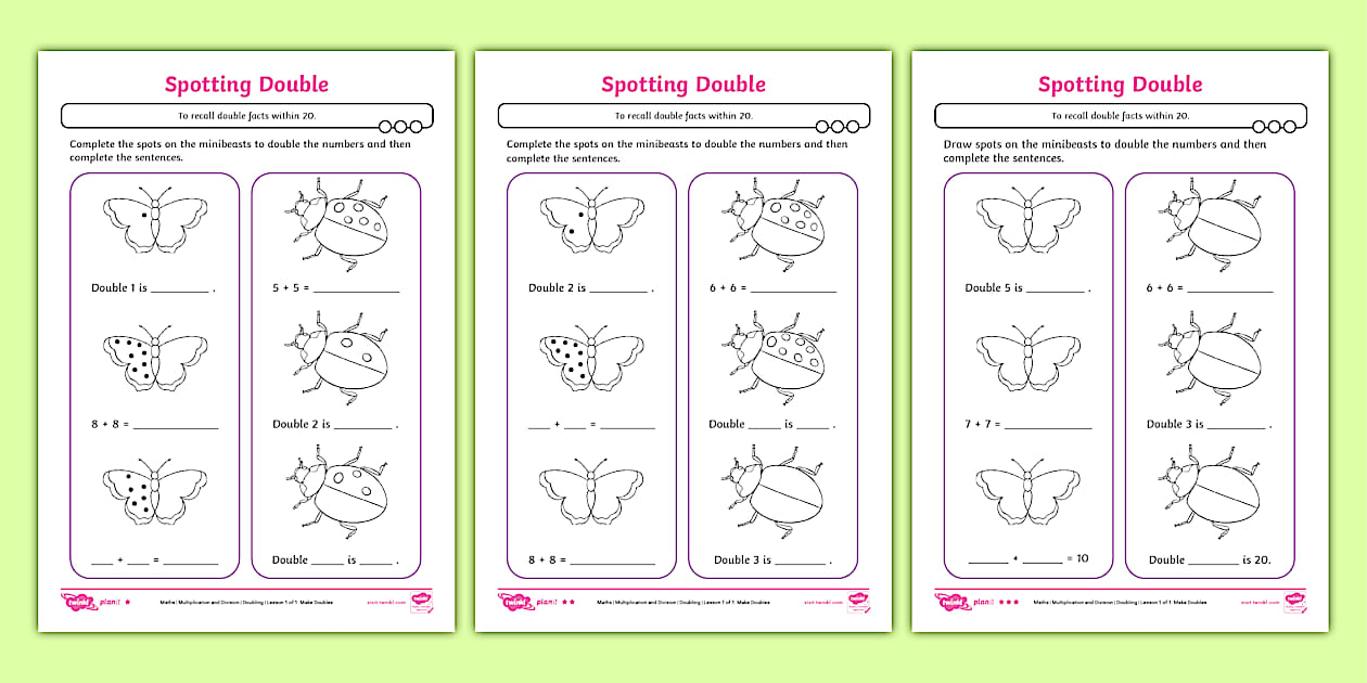 👉 Year 1 Maths Doubling Activity Sheets - Easy Multiplication
