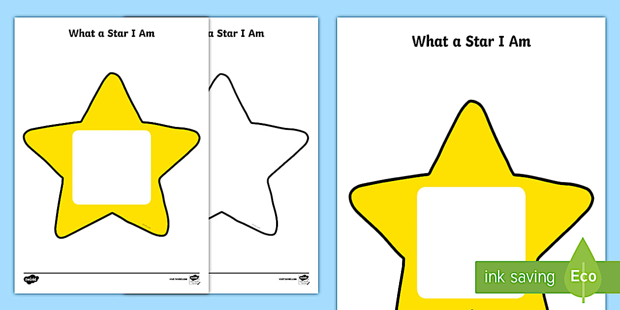 Black and White What A Star I Am Worksheet - Twinkl