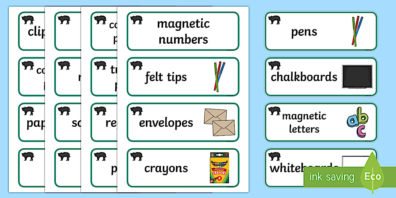 Panther Themed Editable Writing Area Resource Labels