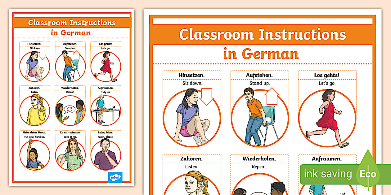 👉 German Classroom Instructions Display Poster - Twinkl