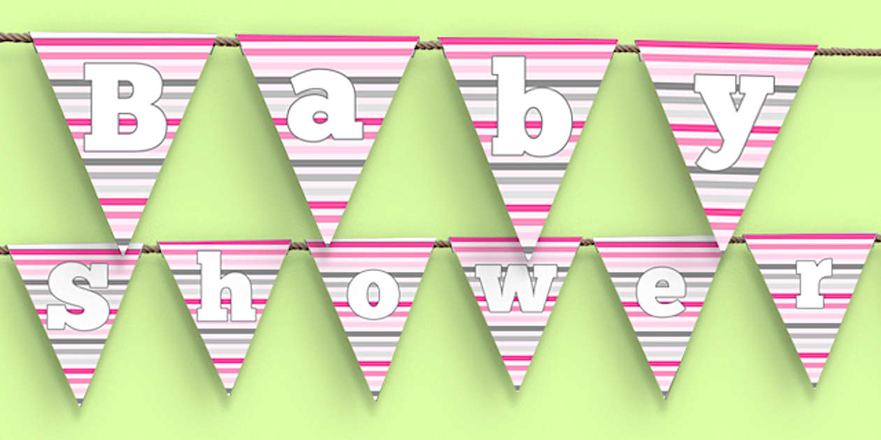 Cursive Baby Shower Bunting Pink Themed (teacher made)