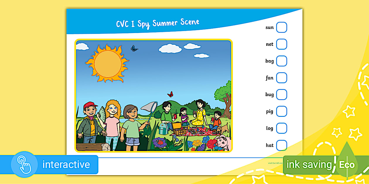 CVC I Spy Summer Scene (teacher made) - Twinkl