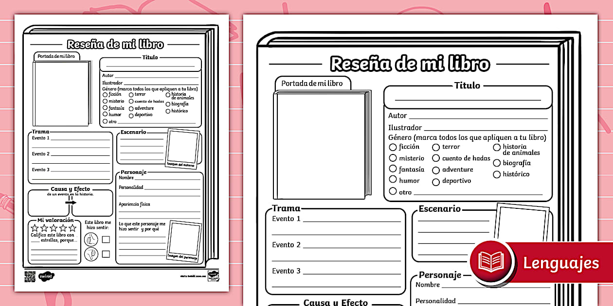 Hoja de Actividad: Reseña de Libro (teacher made) - Twinkl