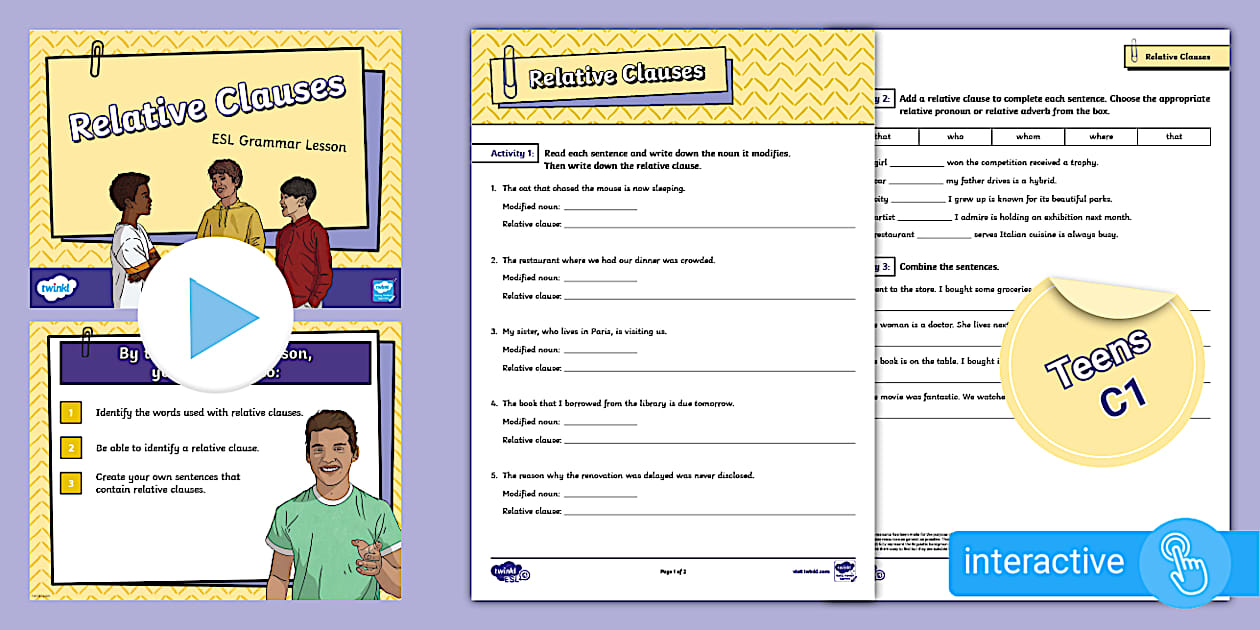 PowerPoint Lesson: Relative Clauses | ESL Activities