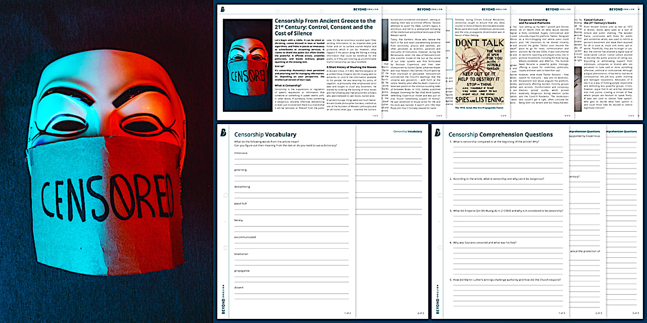 Non Fiction Comprehensions: Censorship (l'enseignant a fait)